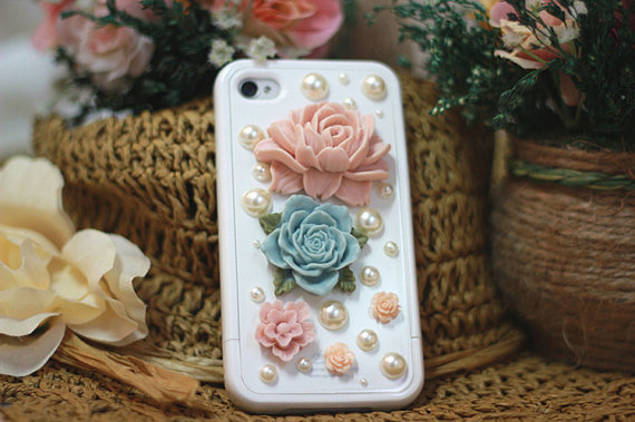Cute Iphone 4 Case, Floral Iphone Case, Flowers Pearl Iphone 4/4s Case ...